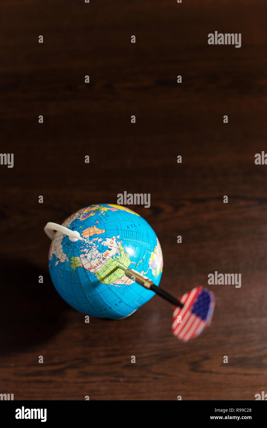USA target concept. Darts arrow pricked in the United States on the map ...