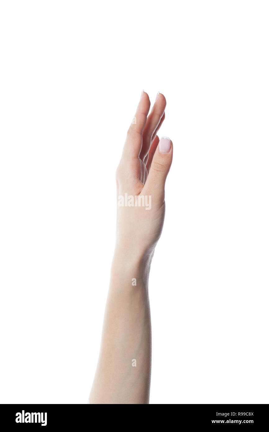 Female hand up isolated on white background Stock Photo - Alamy