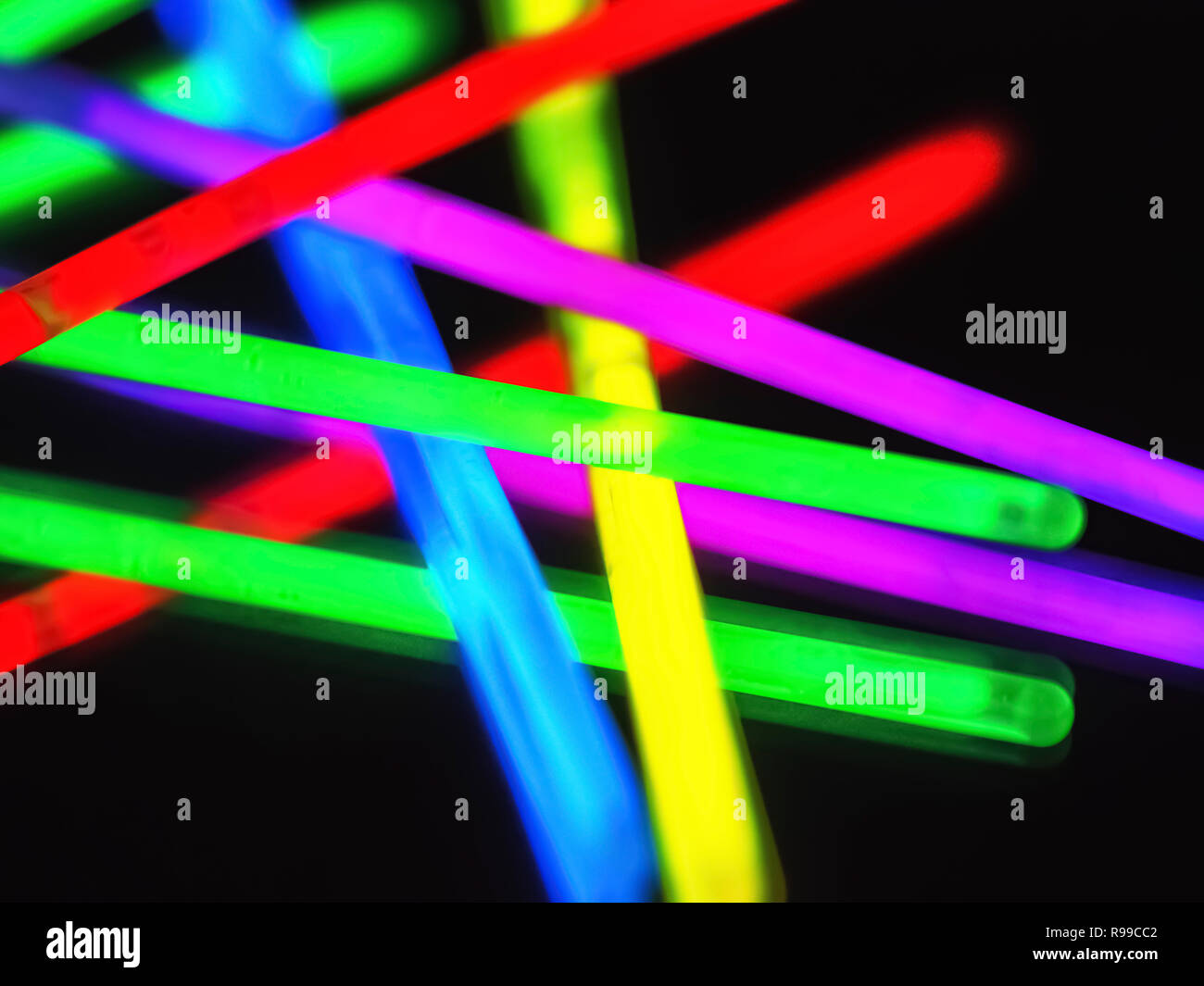 Variation of multicolored colorful colored fluorescent chem light neon ...