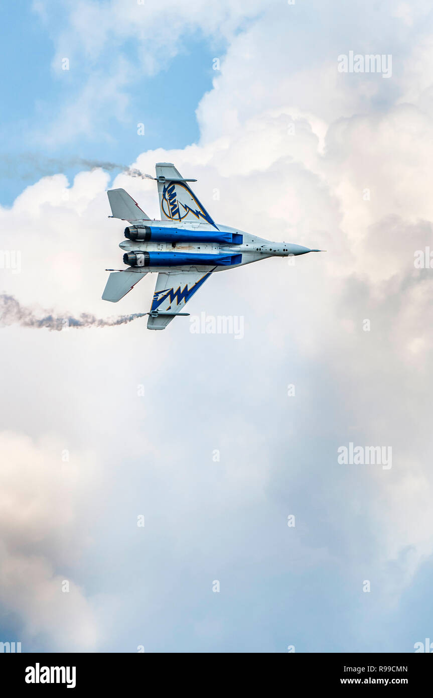 Russian fighter Mig 29 fly on the sky Stock Photo - Alamy