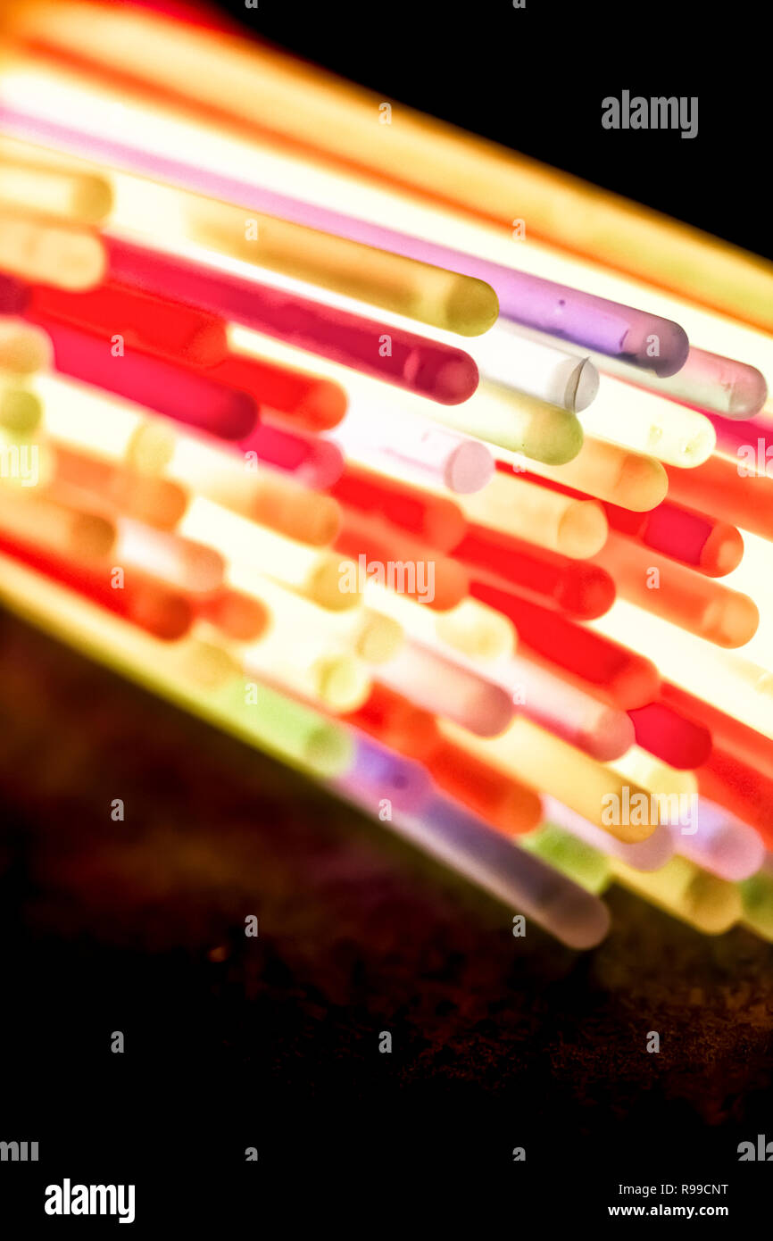 Variation of multicolored colorful colored fluorescent chem light neon ...