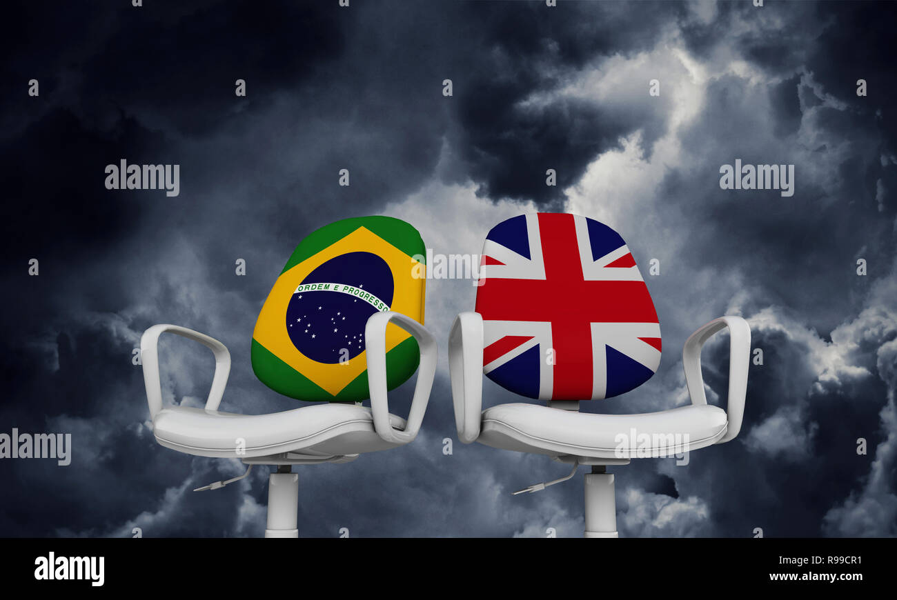 Brazil and Great Britain business chairs. Internationl relationship ...