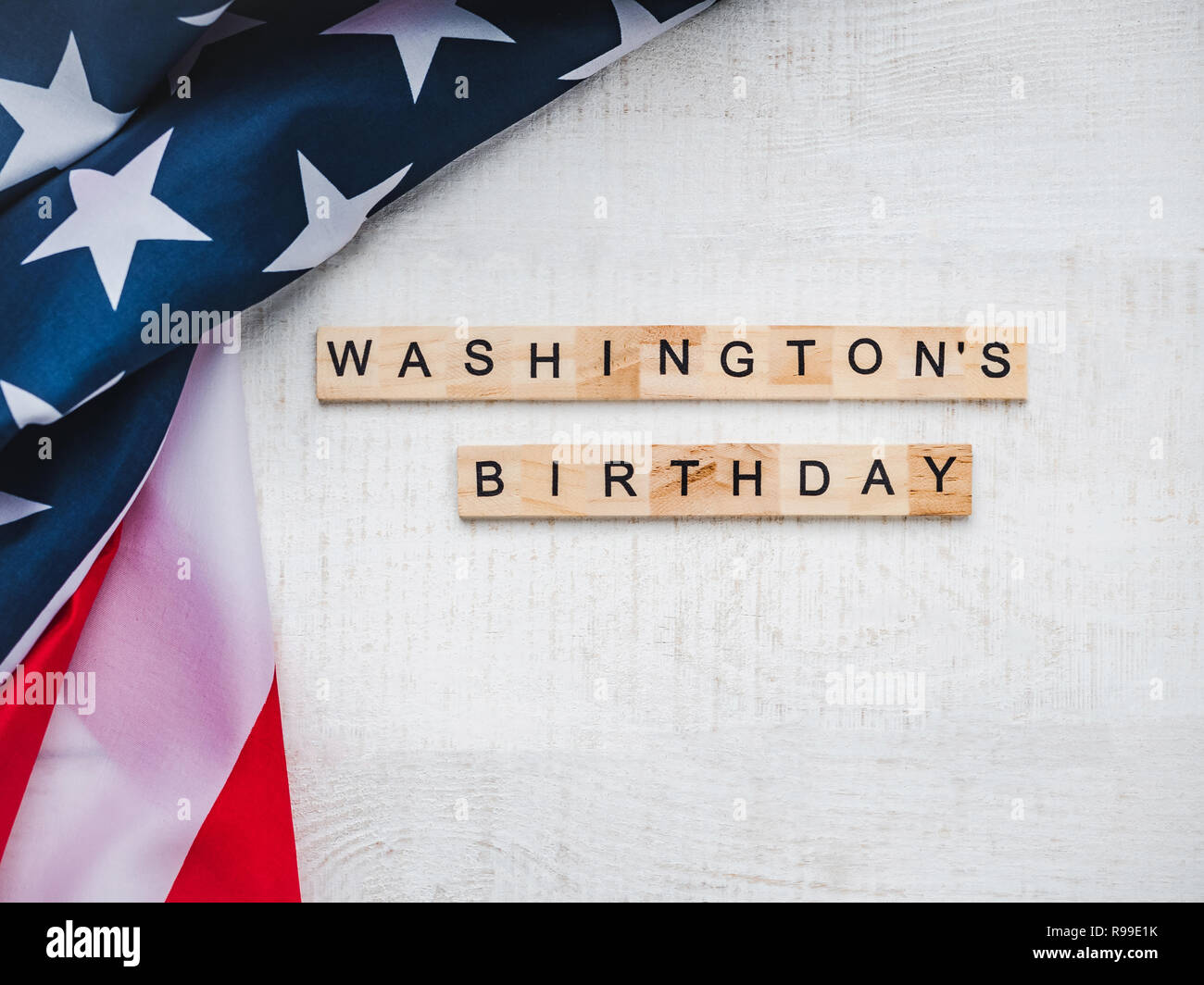 Washington's Birthday, Presidents' Day. Beautiful greeting card. White ...