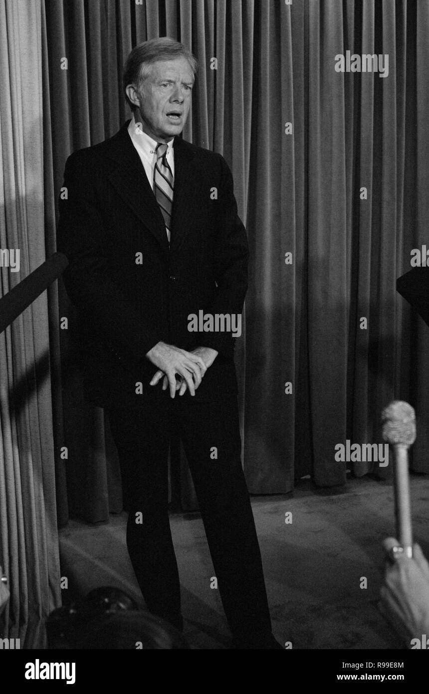 President Jimmy Carter speaks to reporters at the White House ...