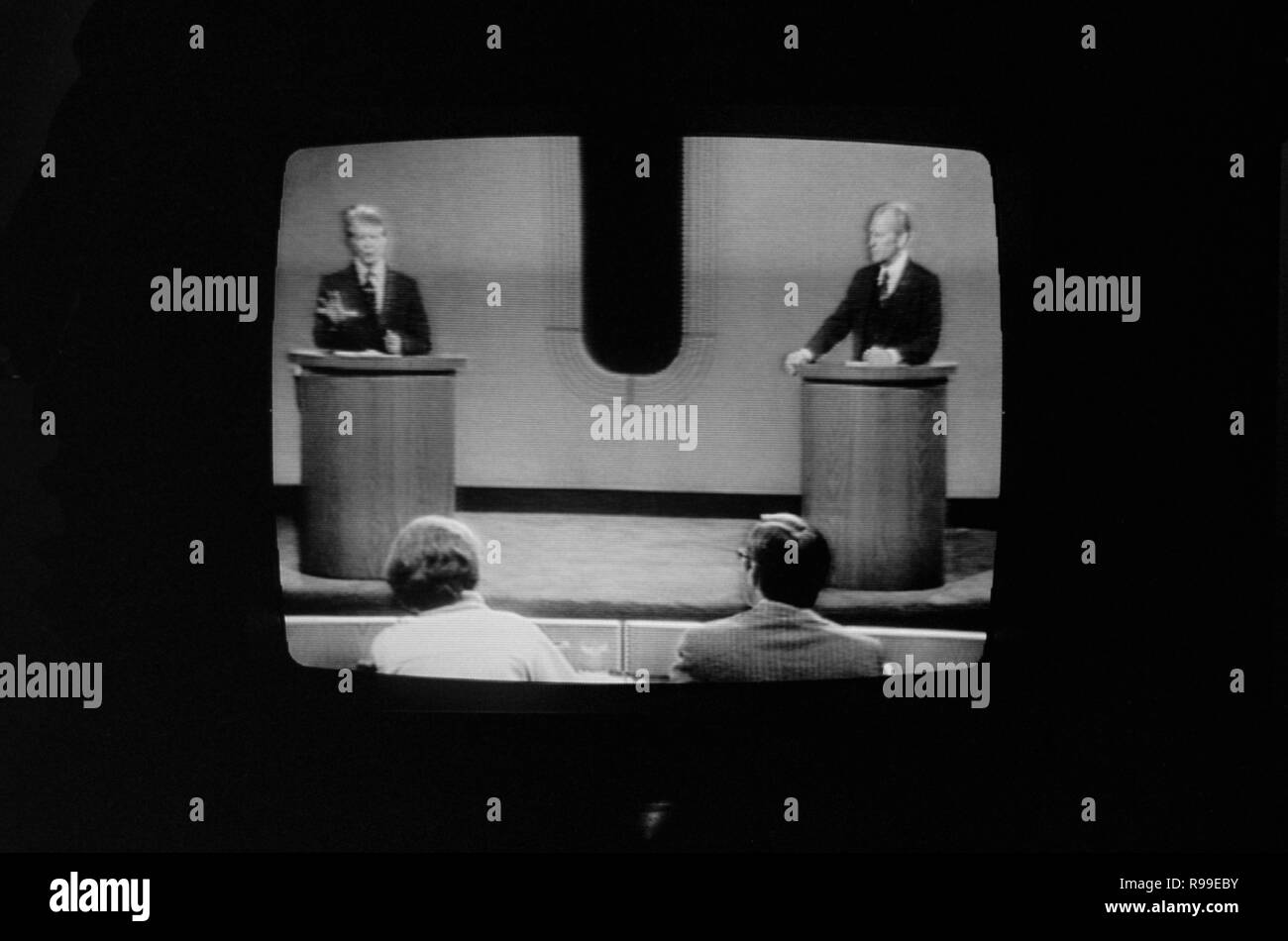 President Gerald Ford and Jimmy Carter on television during 1st ...