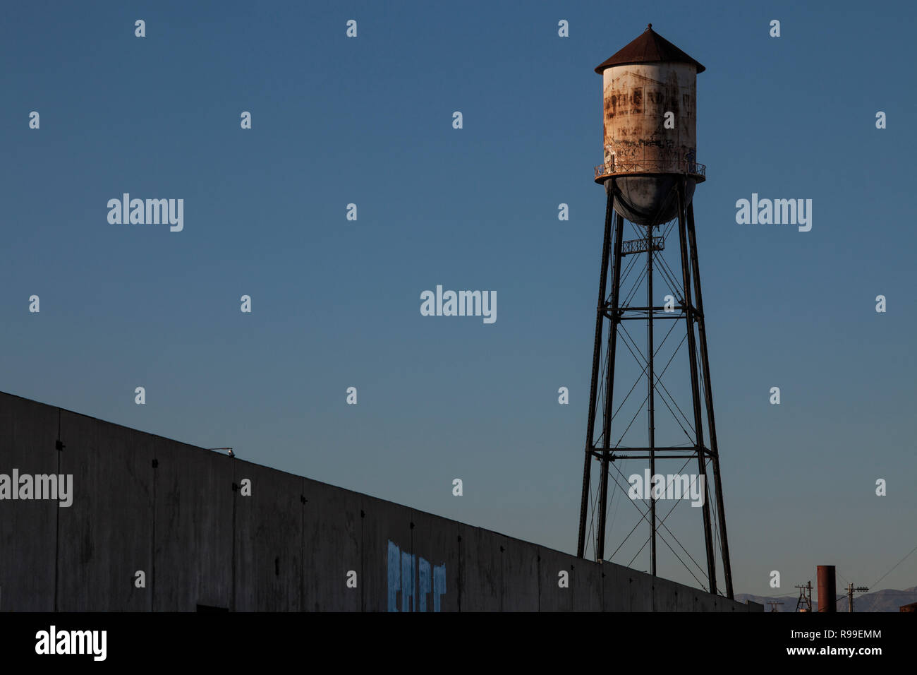 Old water tower in Vernon, a very industrial city in the shadow of ...