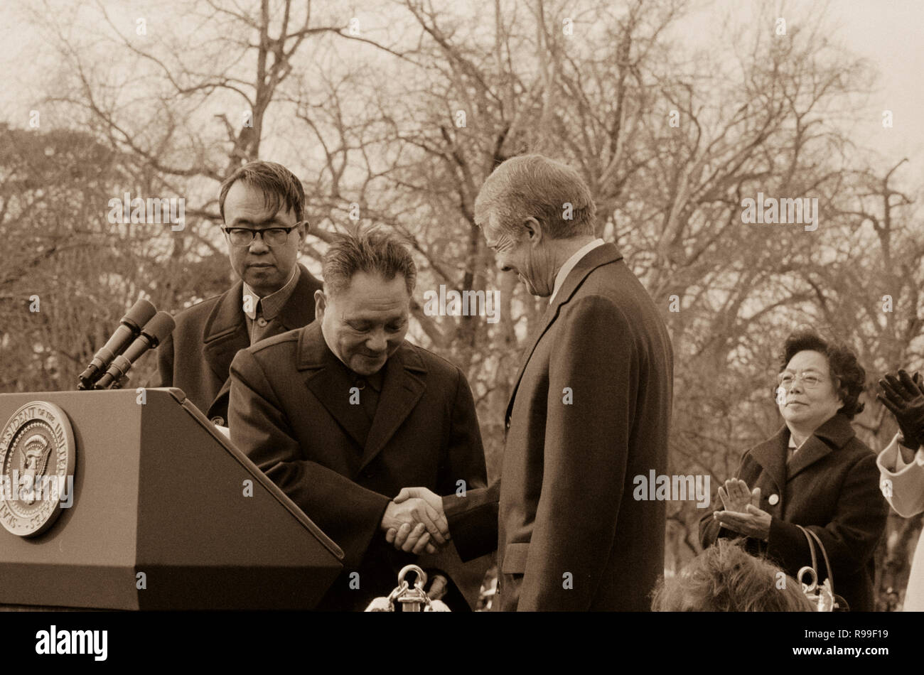 Chinese Vice Premier Deng Xiaoping shakes hands with President Jimmy ...
