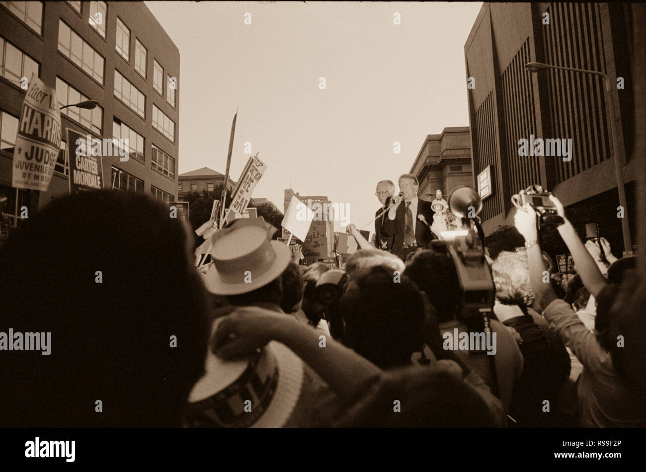 Jimmy Carter at a street rally during a campaign stop in Cleveland ...