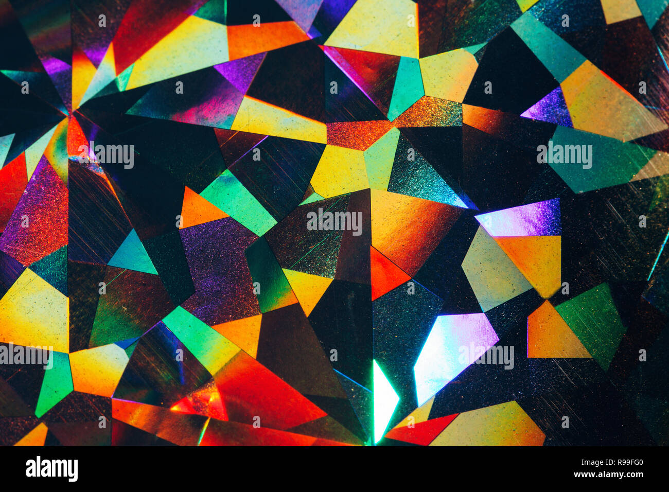 Holographic geometry. Colorful lights, festive background. Holiday ...