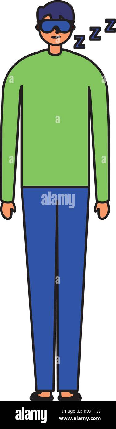 man sleeping with mask white background vector illustration Stock ...