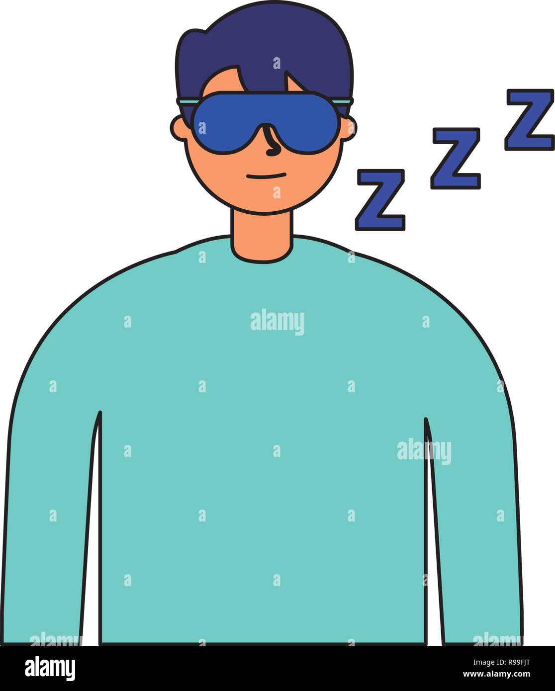 man sleeping with mask white background vector illustration Stock ...