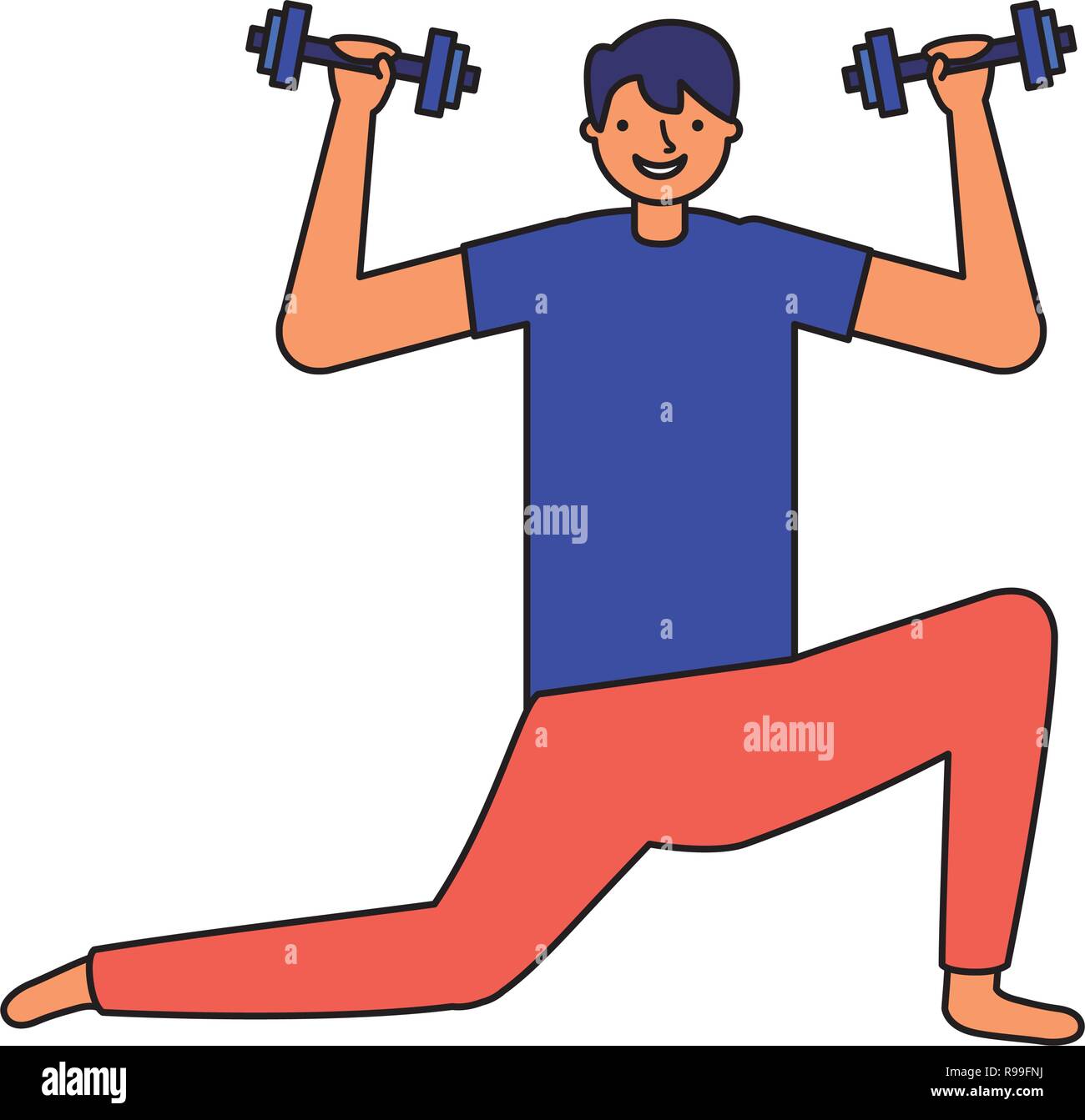 man practicing exercise with dumbbells vector illustration Stock Vector ...