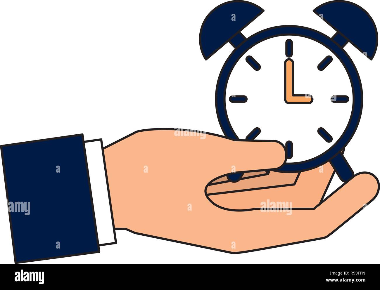 hand holding clock alarm time vector illustration Stock Vector Image ...