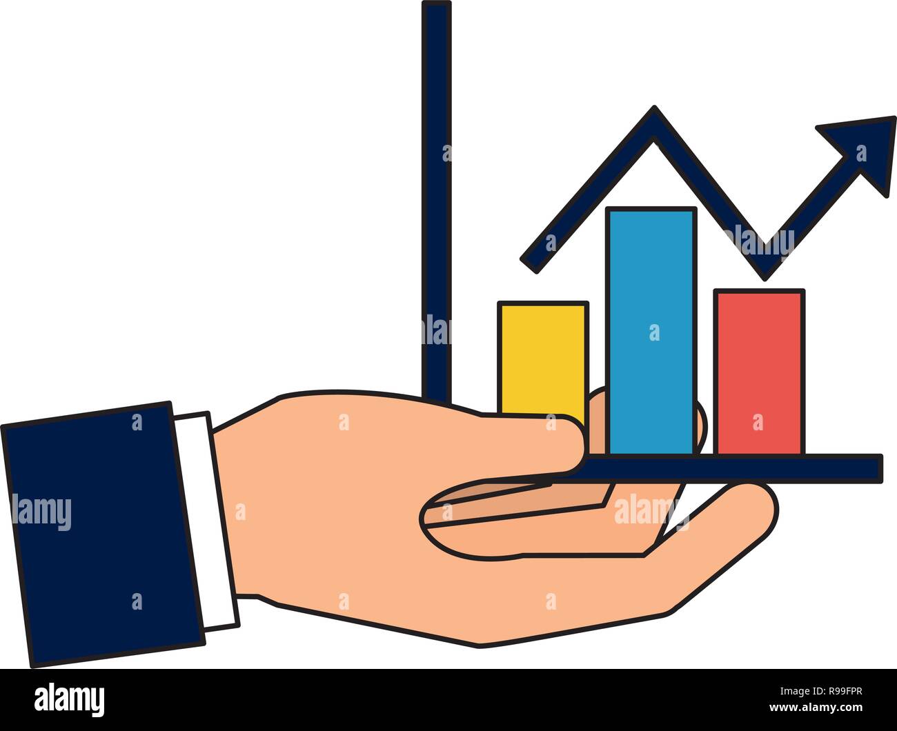 hand holding chart financial report vector illustration Stock Vector ...