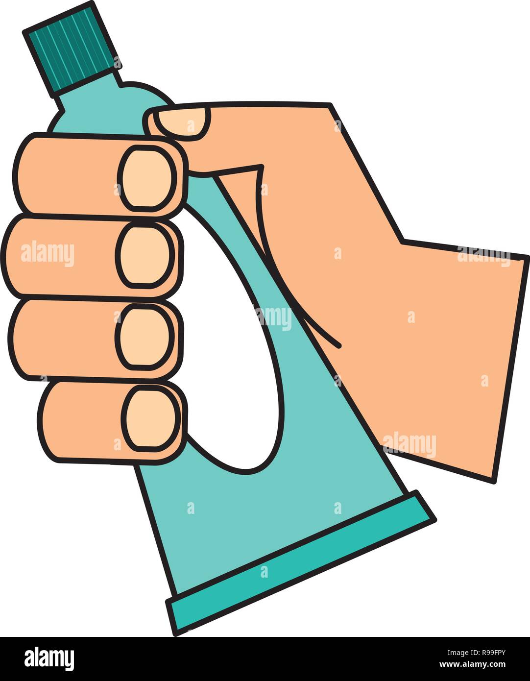 hand holding toothpaste hygiene oral vector illustration Stock Vector ...