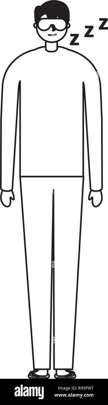 man sleeping with mask white background vector illustration Stock ...