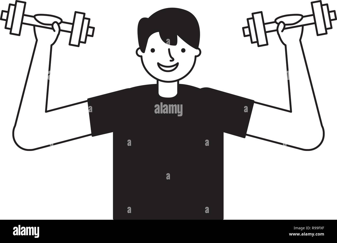 man practicing exercise with dumbbells vector illustration Stock Vector ...