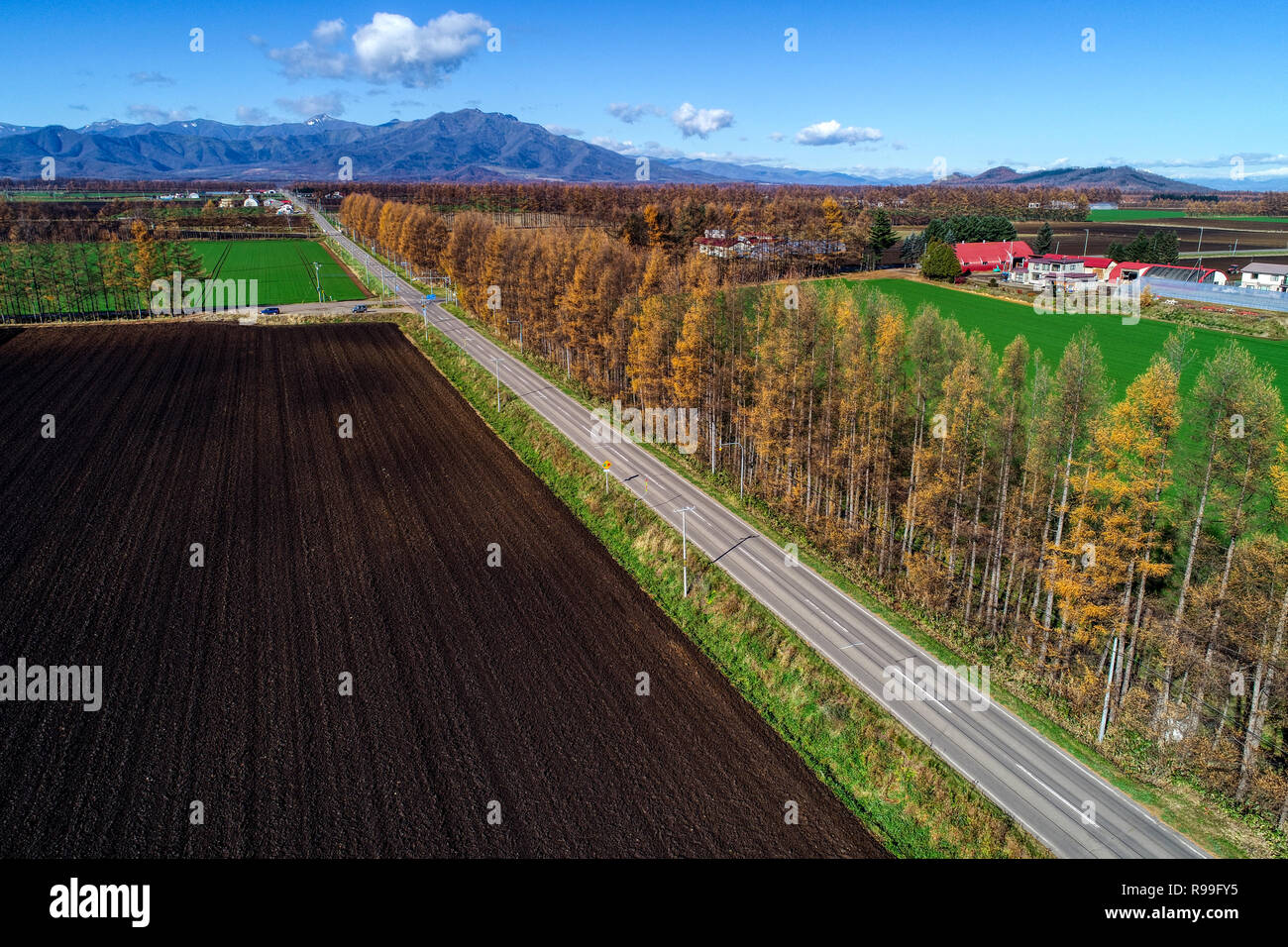 Aerial Photography of Tokachi in Autumn, Hokkaido, Japan Stock Photo ...
