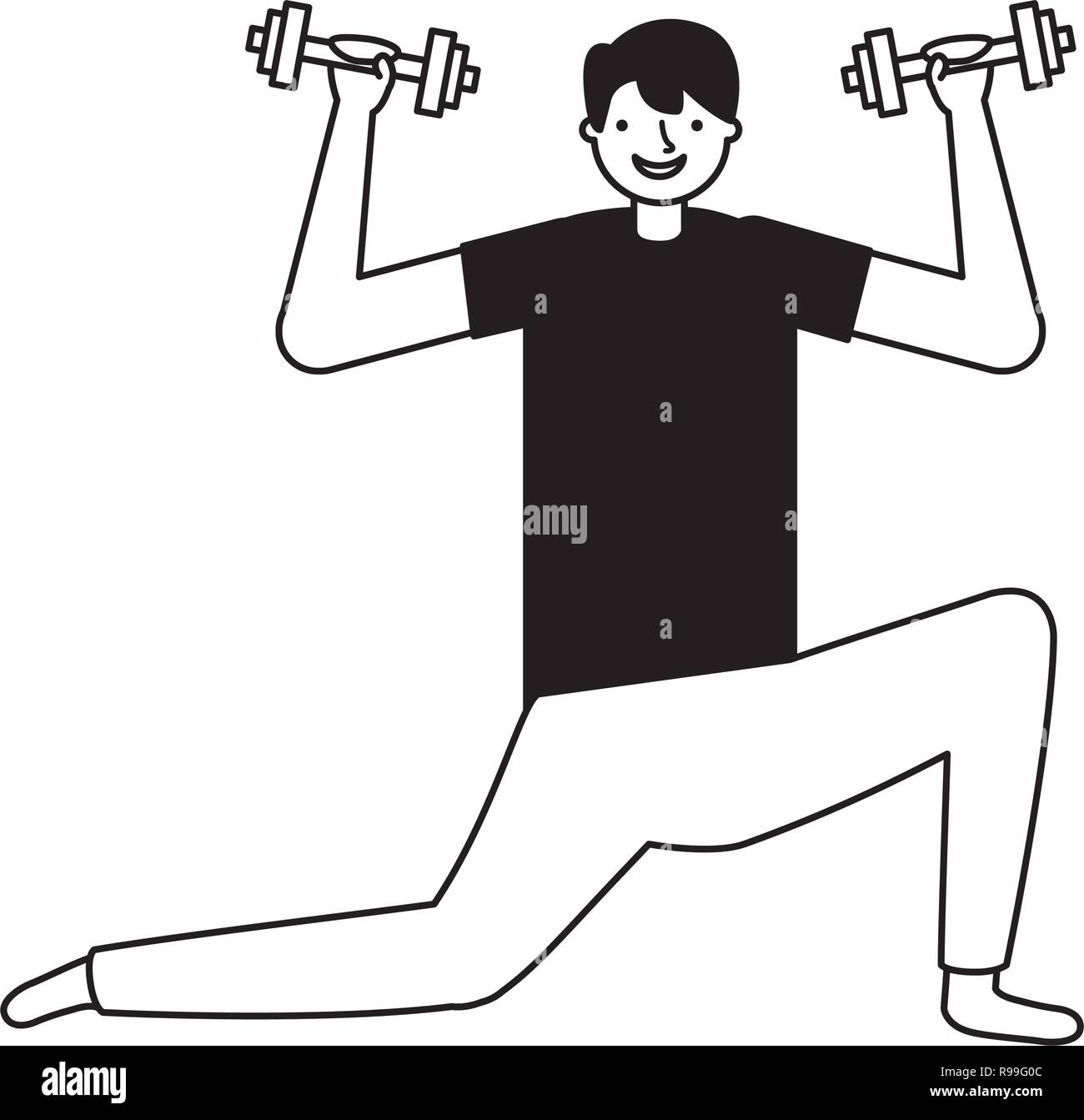 man practicing exercise with dumbbells vector illustration Stock Vector ...