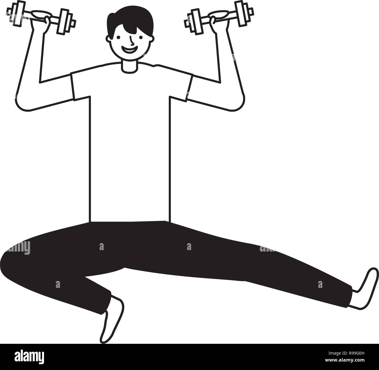 man practicing exercise with dumbbells vector illustration Stock Vector ...