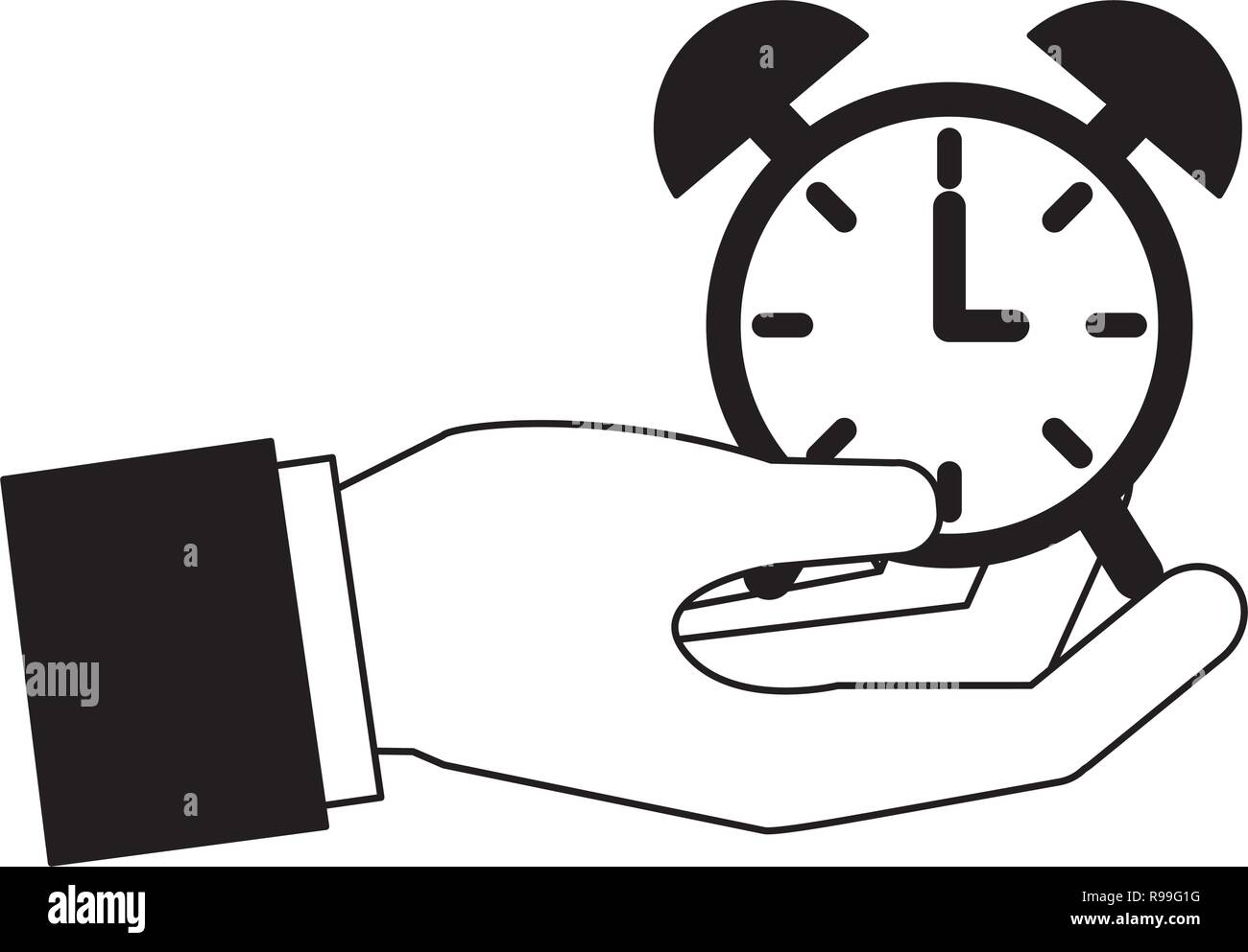 hand holding clock alarm time vector illustration Stock Vector Image ...