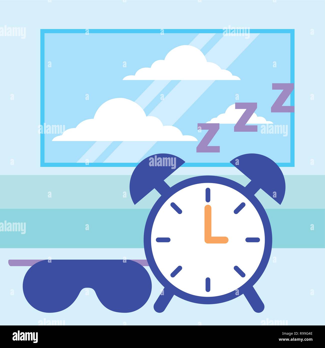 sleep clock and mask white background vector illustration Stock Vector ...