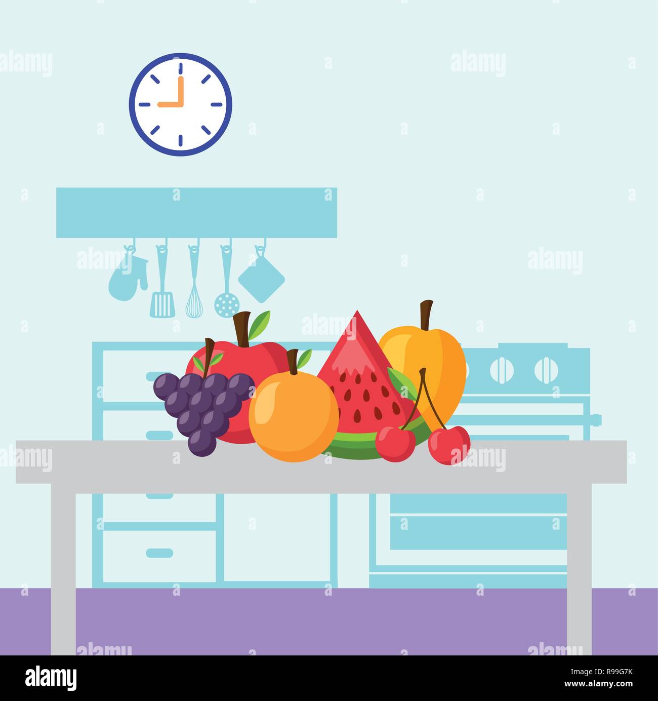 vegetables in the table kitchen vector illustration Stock Vector Image ...