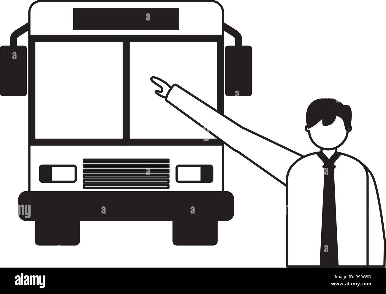 businessman character taking transport bus vector illustration Stock ...