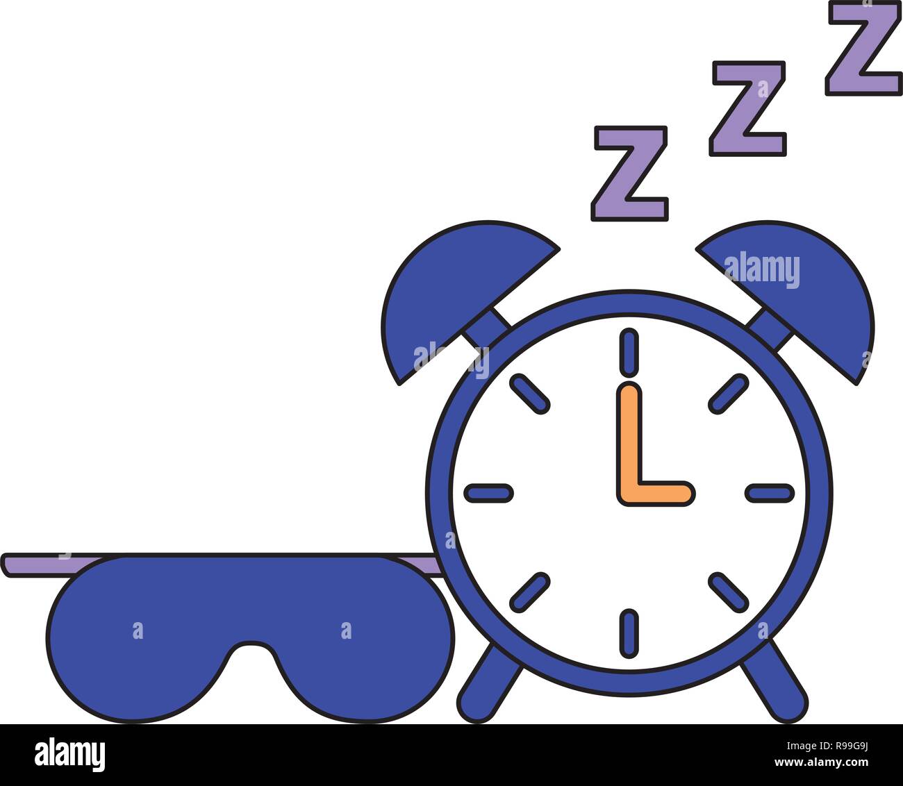 sleep clock and mask white background vector illustration Stock Vector ...