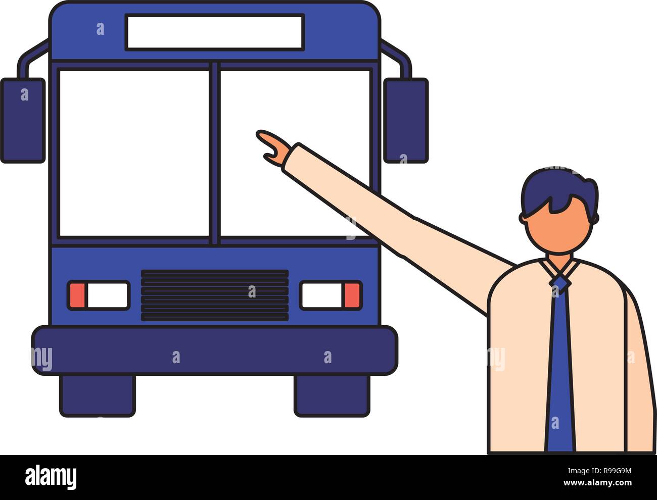 businessman character taking transport bus vector illustration Stock ...