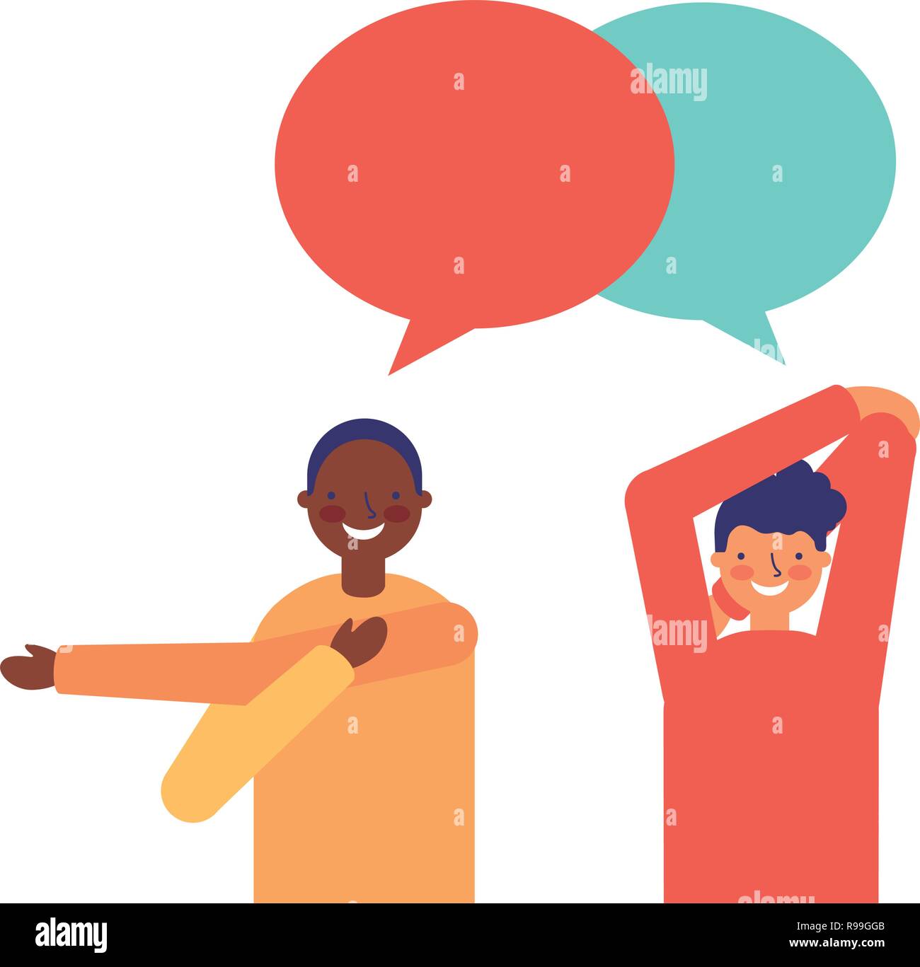 two men speech bubble daily routine vector illustration Stock Vector ...