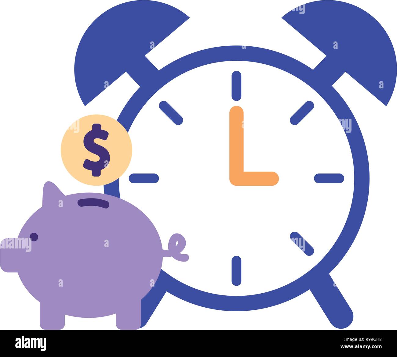 alarm clock piggy bank coin business vector illustration Stock Vector ...