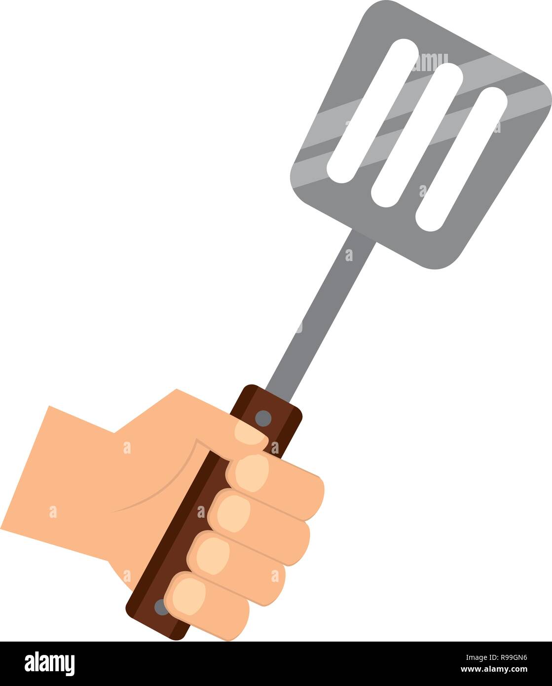 hand holding spatula on white background vector illustration Stock ...