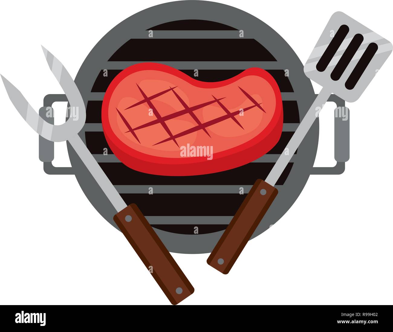 grill barbecue steak fork and spatula vector illustration Stock Vector ...