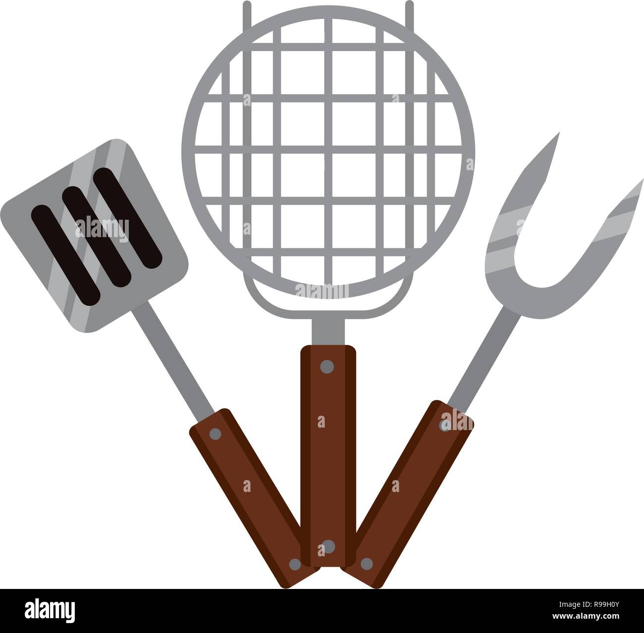 grill barbecue fork spatula on white background vector illustration ...