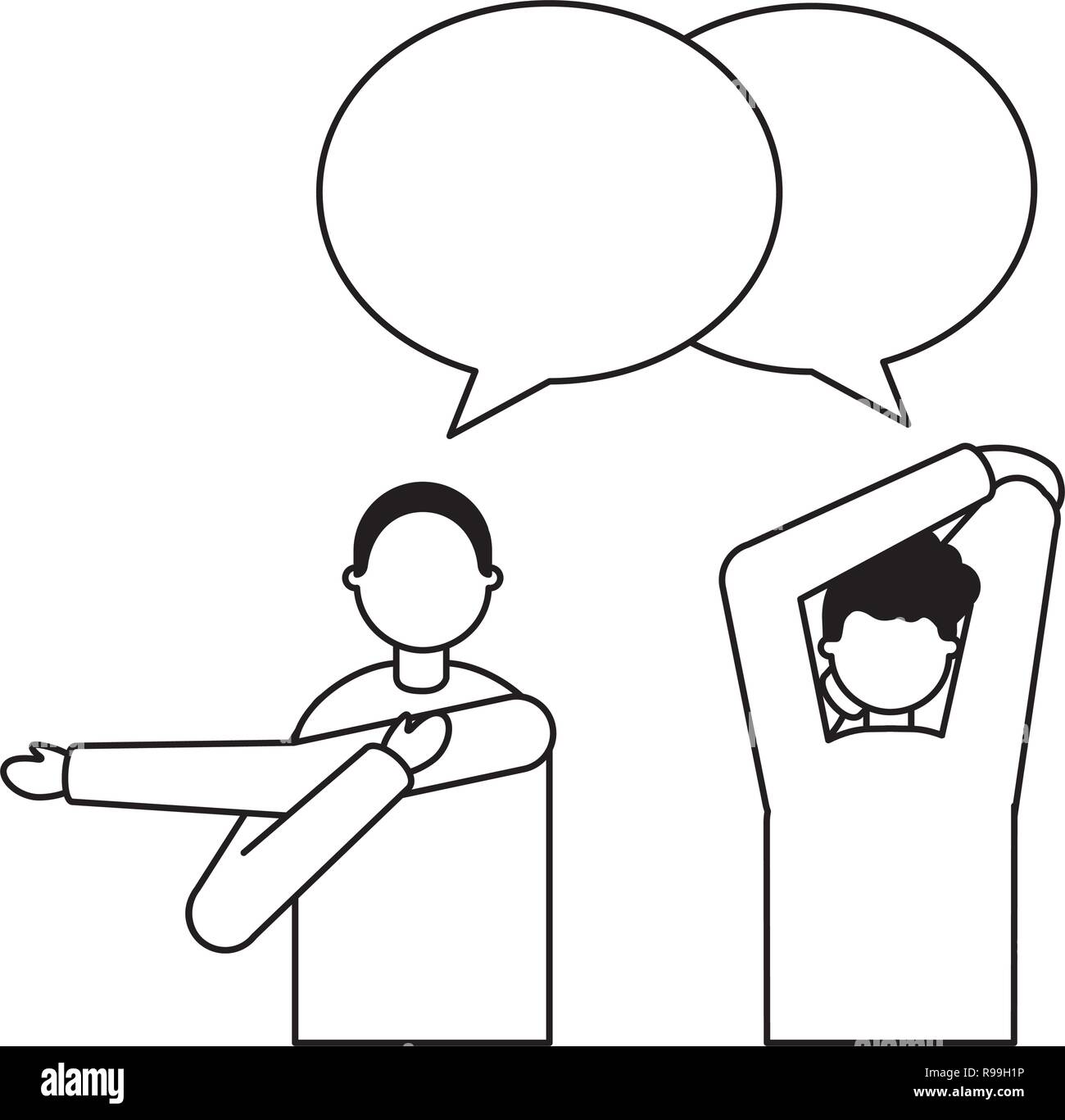 two men speech bubble daily routine vector illustration Stock Vector ...