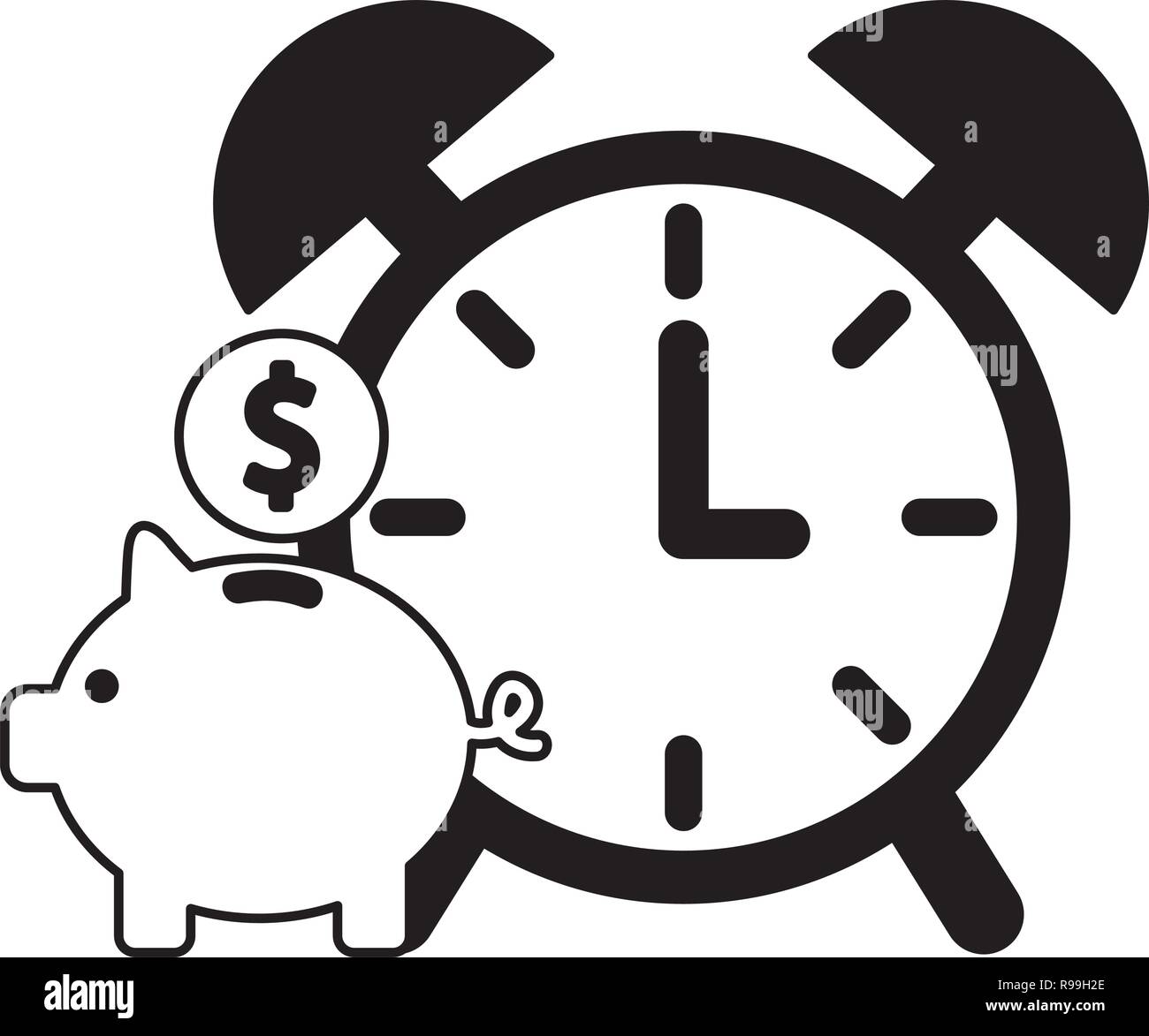 alarm clock piggy bank coin business vector illustration Stock Vector ...