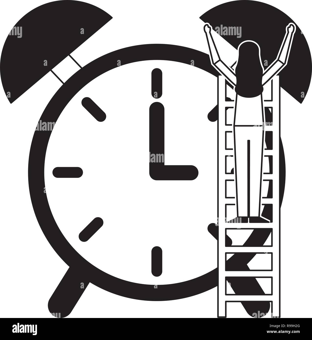 business woman climbing stairs clock time vector illustration Stock ...