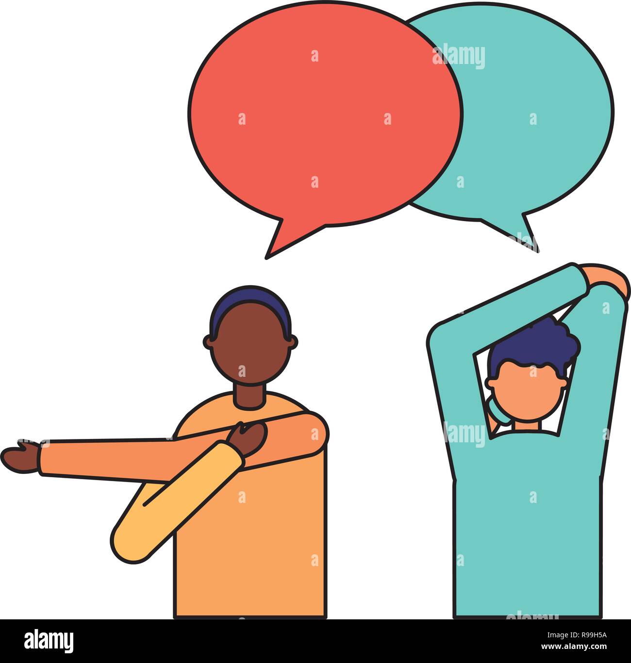 two men speech bubble daily routine vector illustration Stock Vector ...