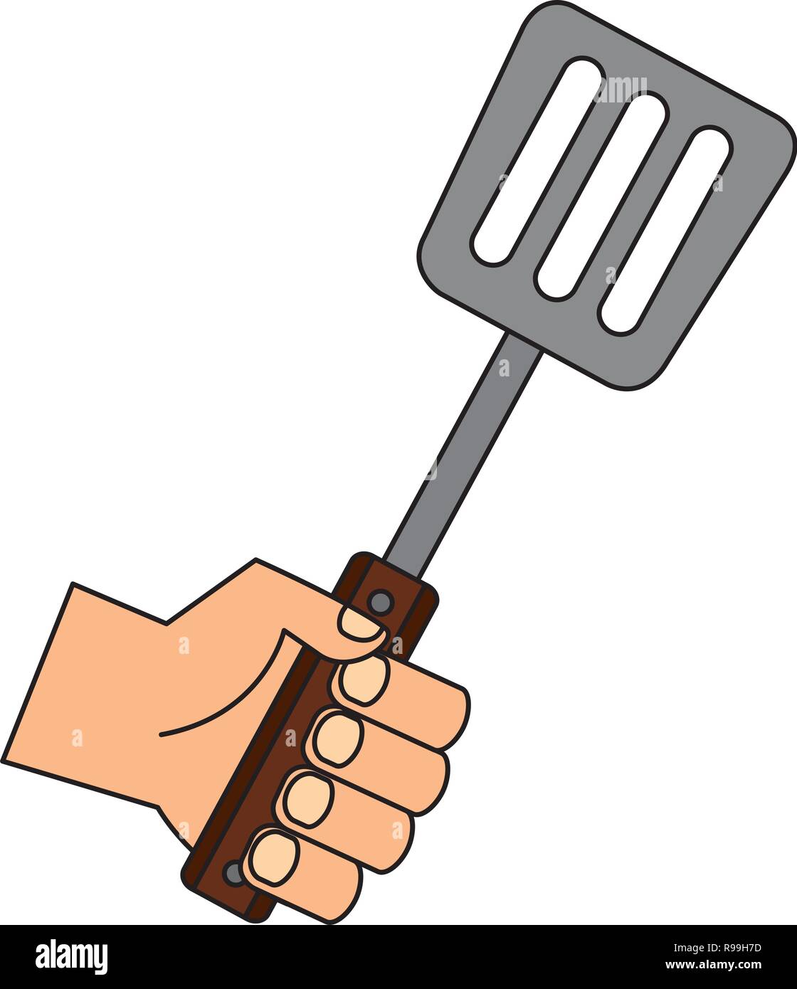 hand holding spatula on white background vector illustration Stock ...