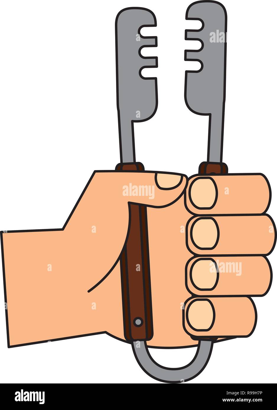 hand holding tongs utensil on white background vector illustration ...