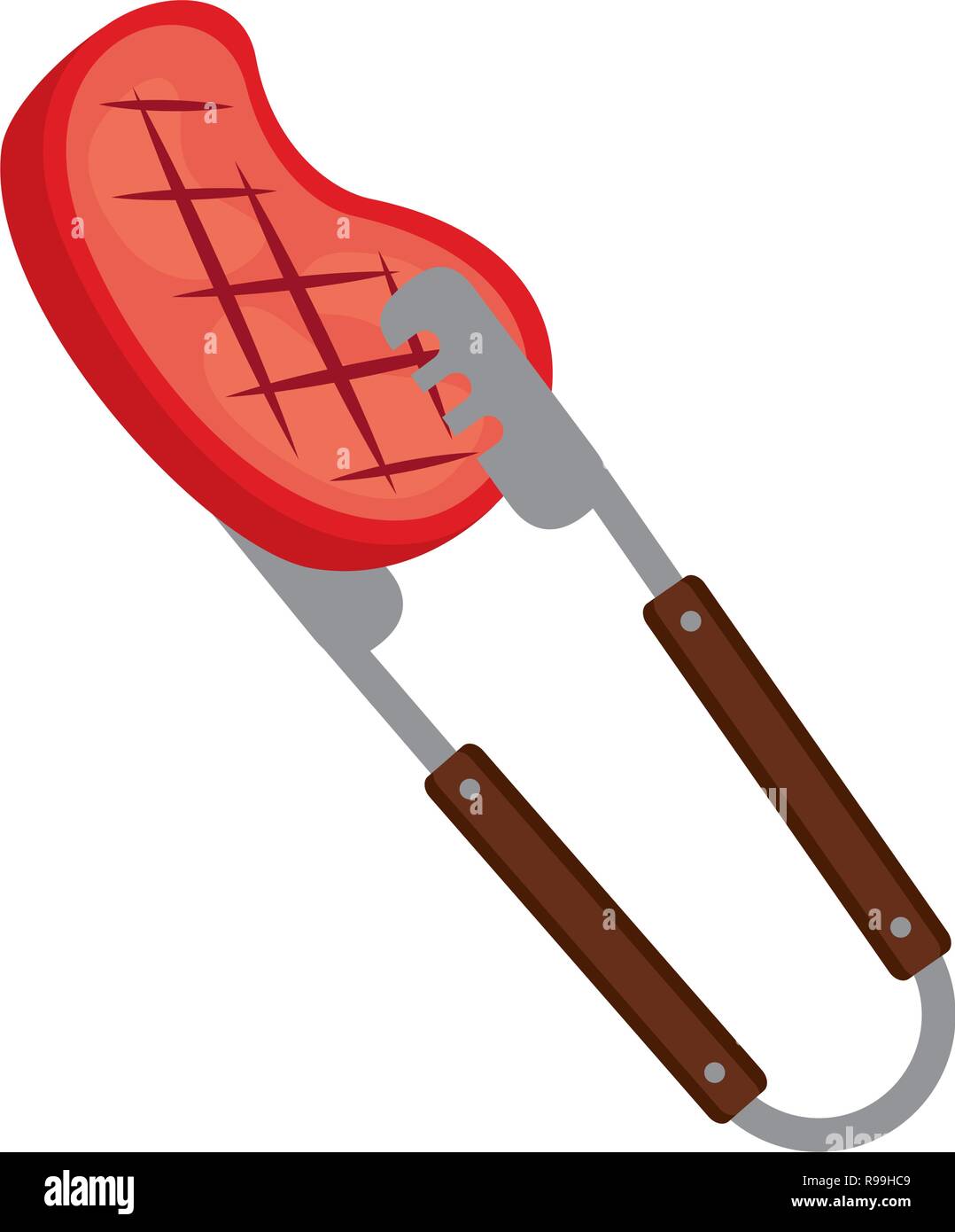 barbecue tongs with meat steak vector illustration Stock Vector Image ...