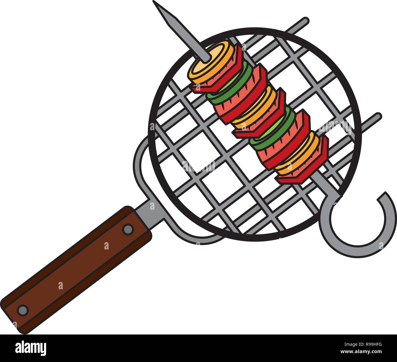 kebab on barbecue grill food vector illustration Stock Vector Image ...