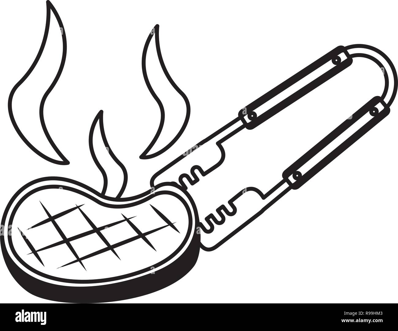 barbecue tongs with meat steak vector illustration Stock Vector Image ...