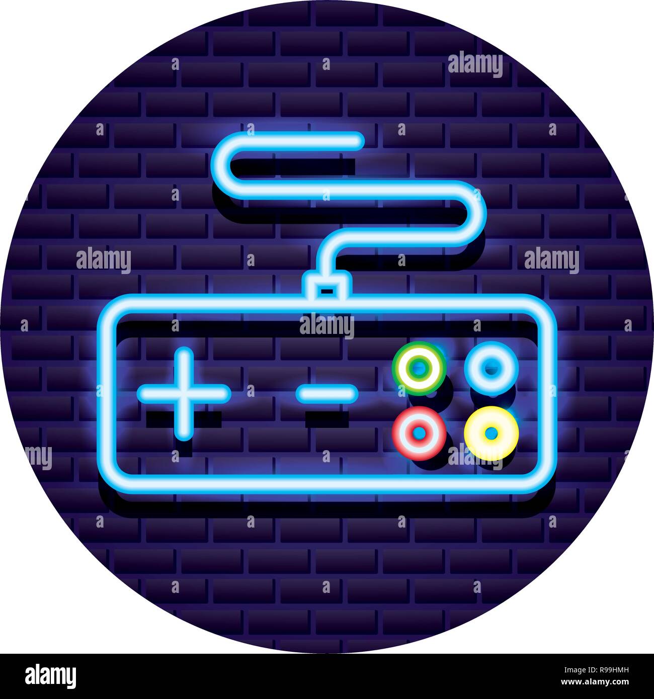 controller device neon video game vector illustration Stock Vector ...