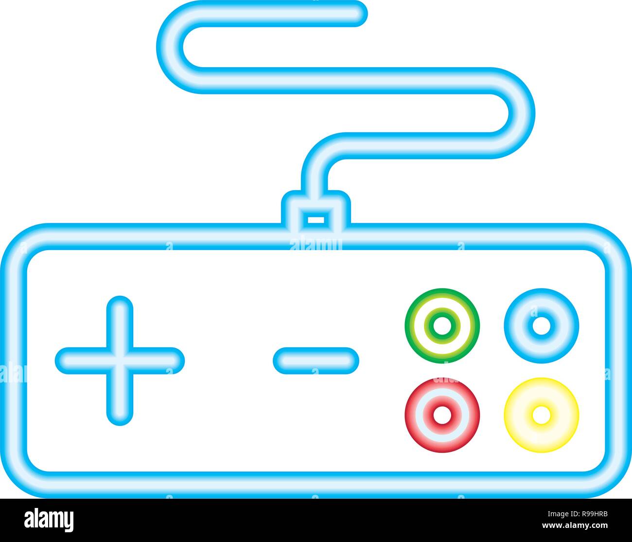 controller device neon video game vector illustration Stock Vector ...