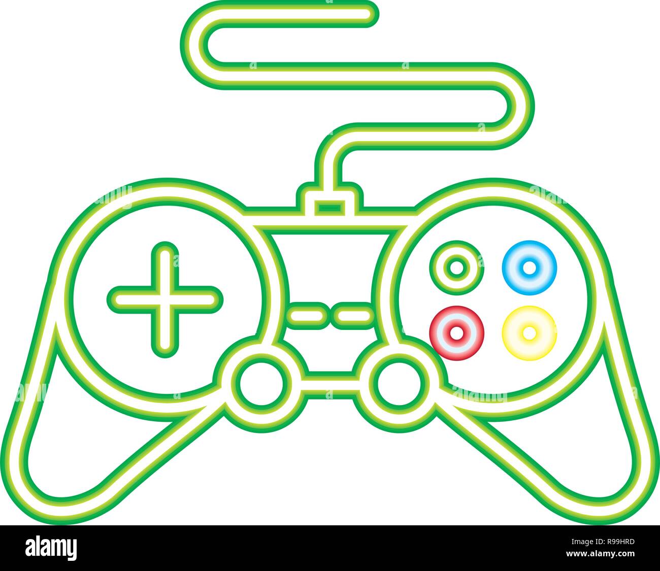 controller device neon video game vector illustration Stock Vector ...