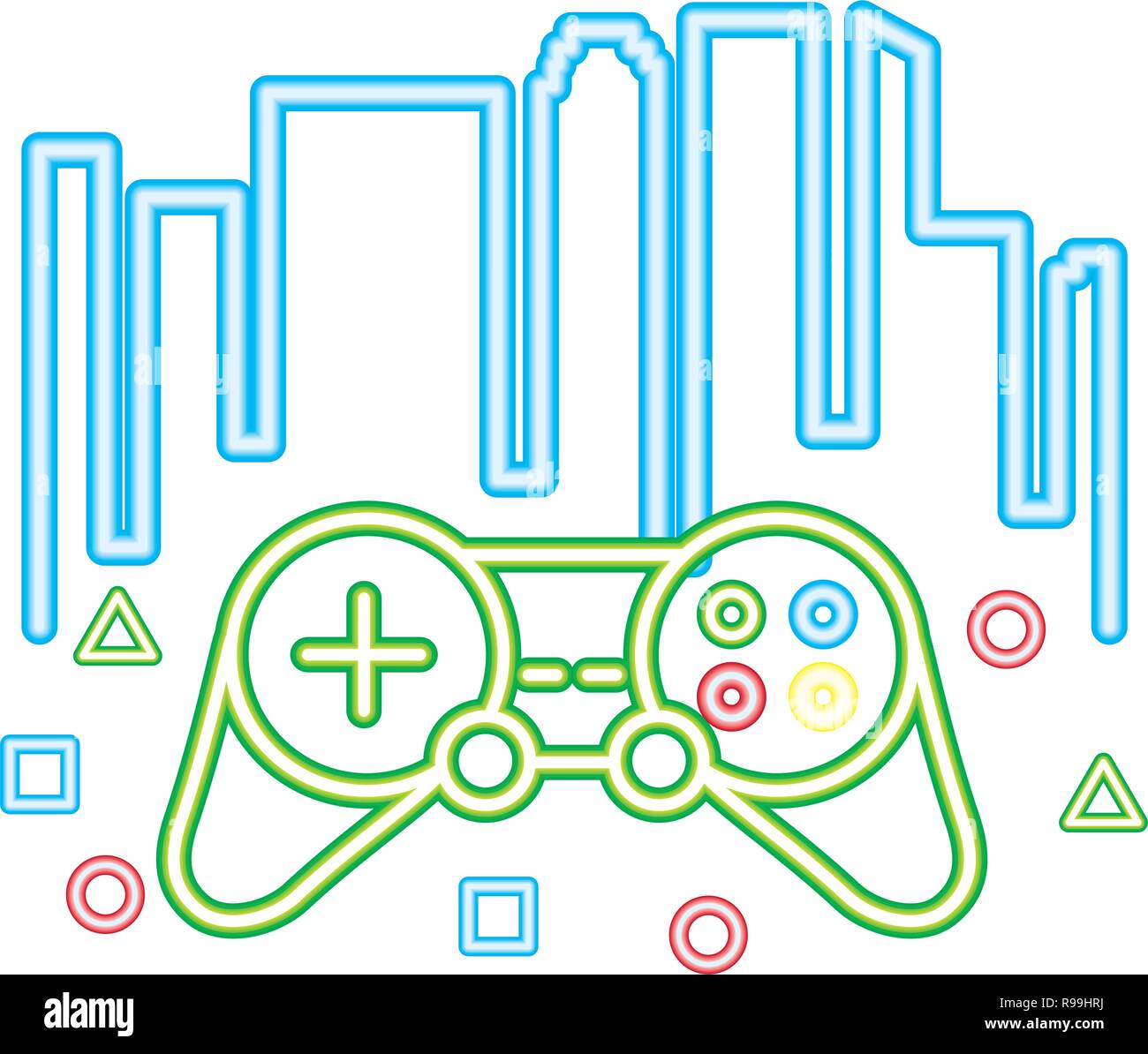 controller device neon video game vector illustration Stock Vector ...
