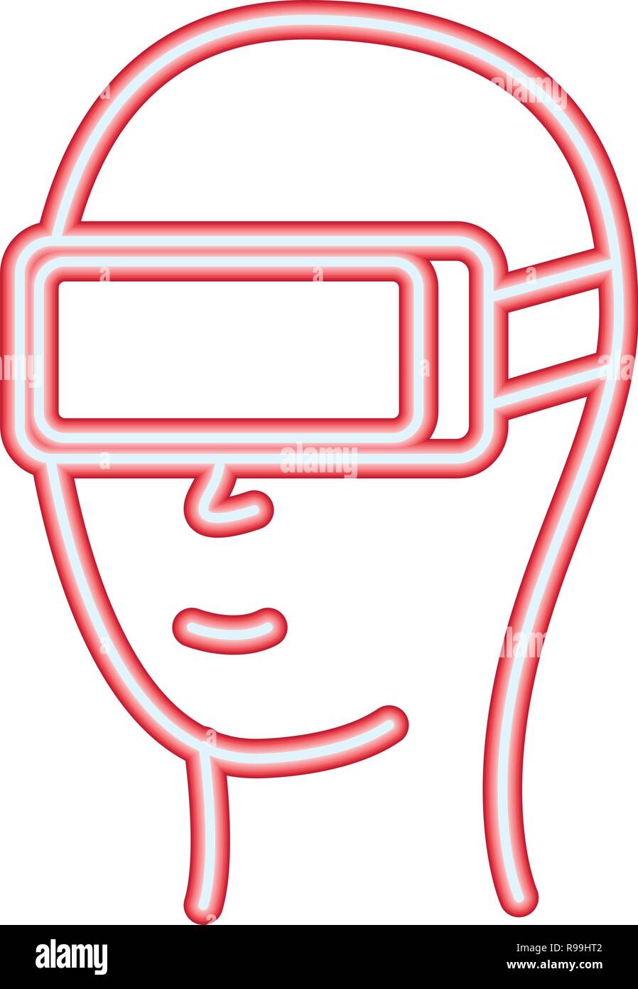 head with glasses vr neon video game vector illustration Stock Vector ...