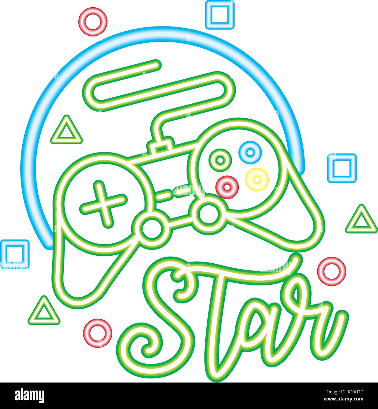 controller star neon video game vector illustration Stock Vector Image ...